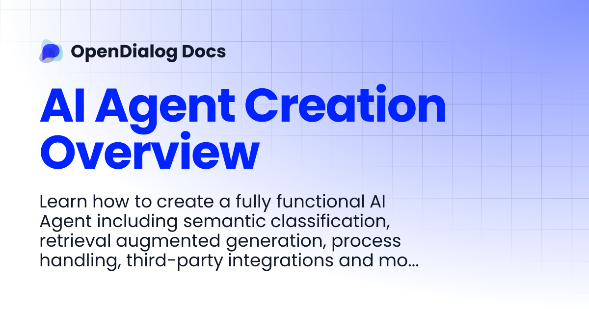 AI Agent Creation Overview | OpenDialog Docs